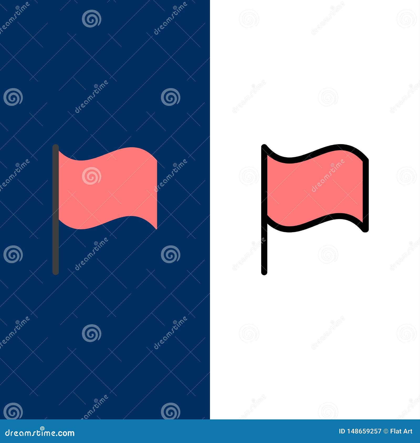 Basic, Flag, Ui Icons. Flat and Line Filled Icon Set Vector Blue ...