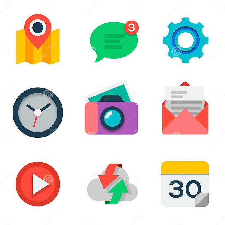 Basic Flat Icon Set for Web and Mobile Application Stock Vector ...