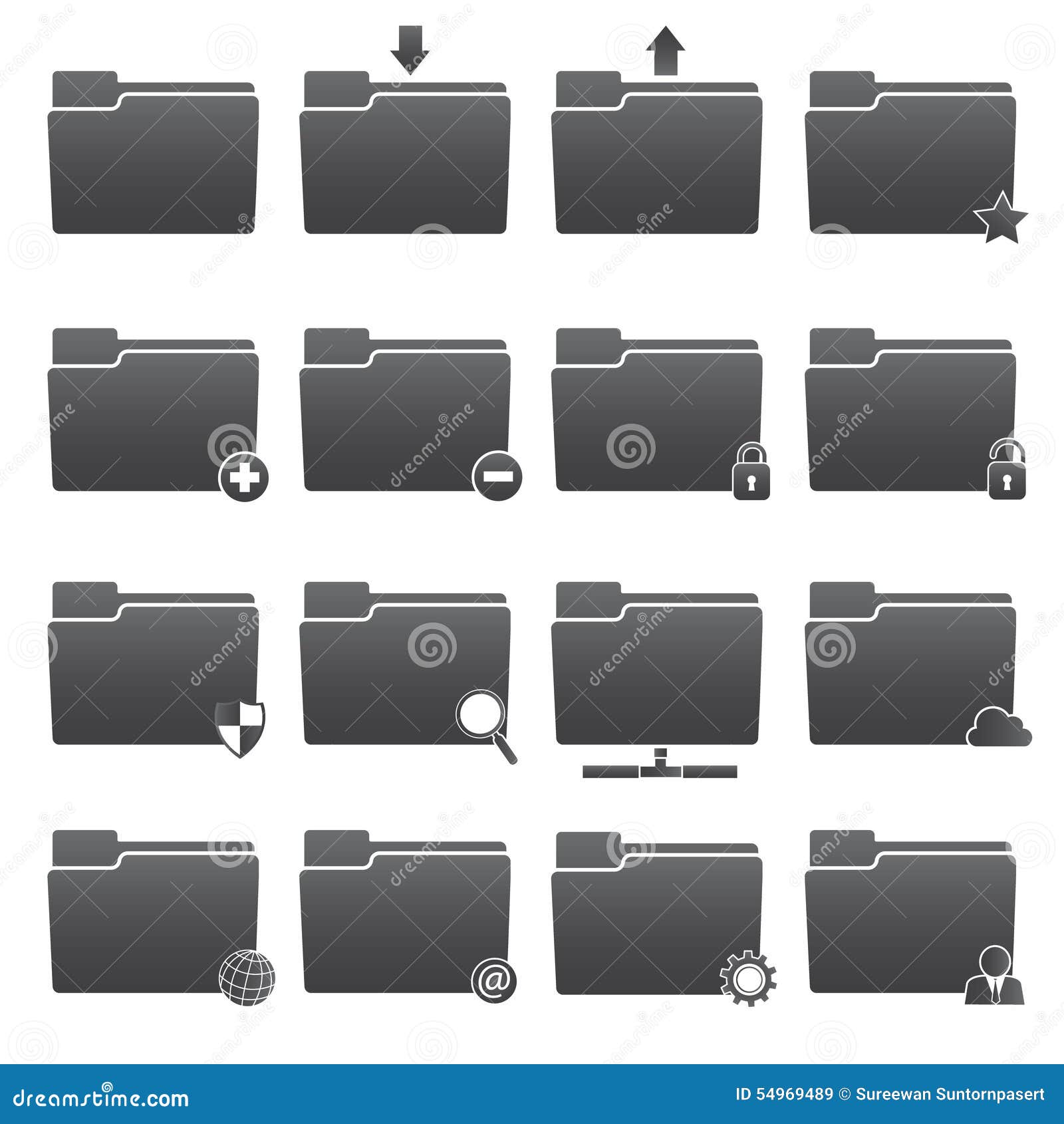 Basic Folder Icons Set stock vector. Illustration of design - 54969489