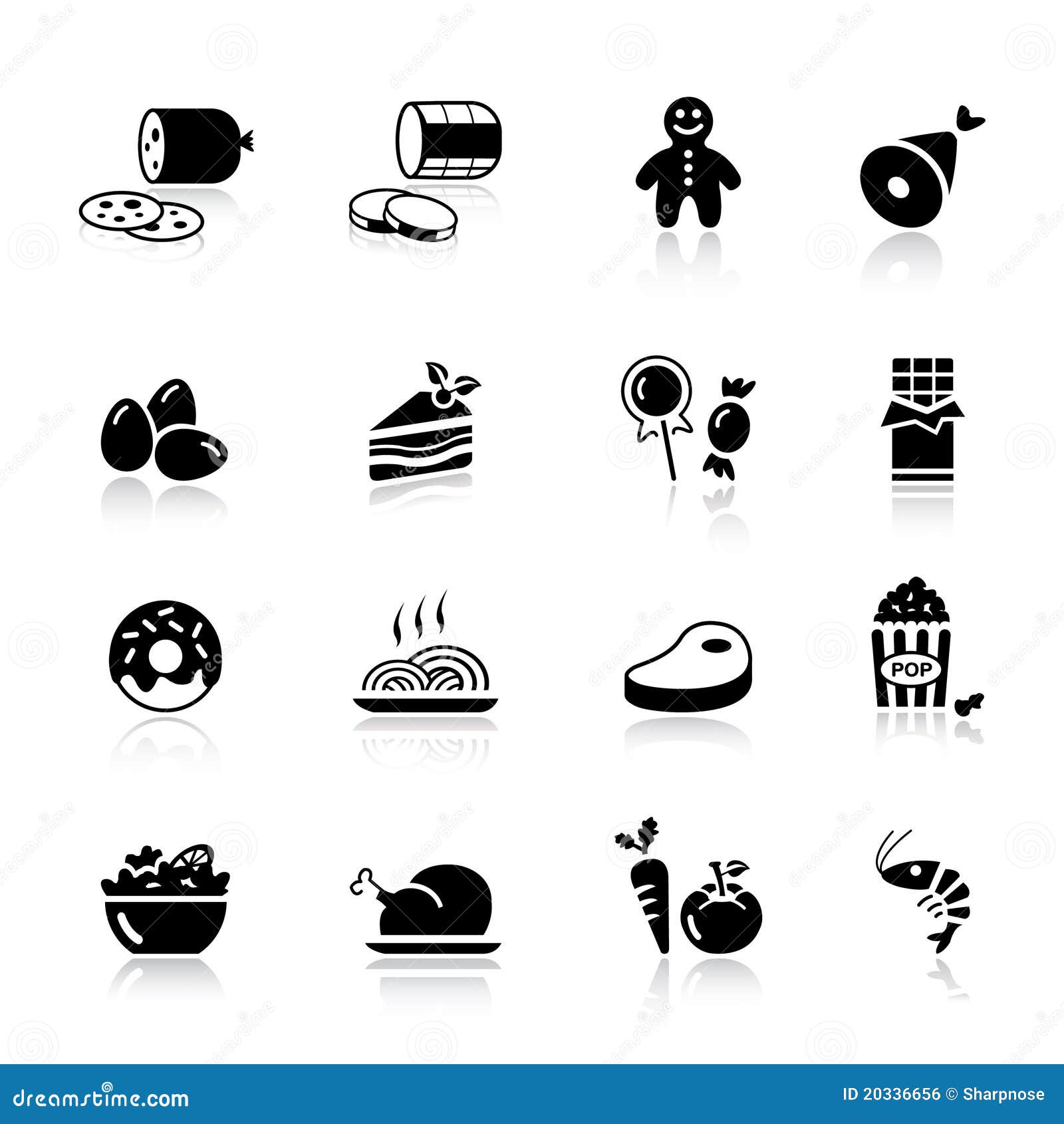 Icons Of Food That Causes Allergies. Colored Food Icons With A Gray ...