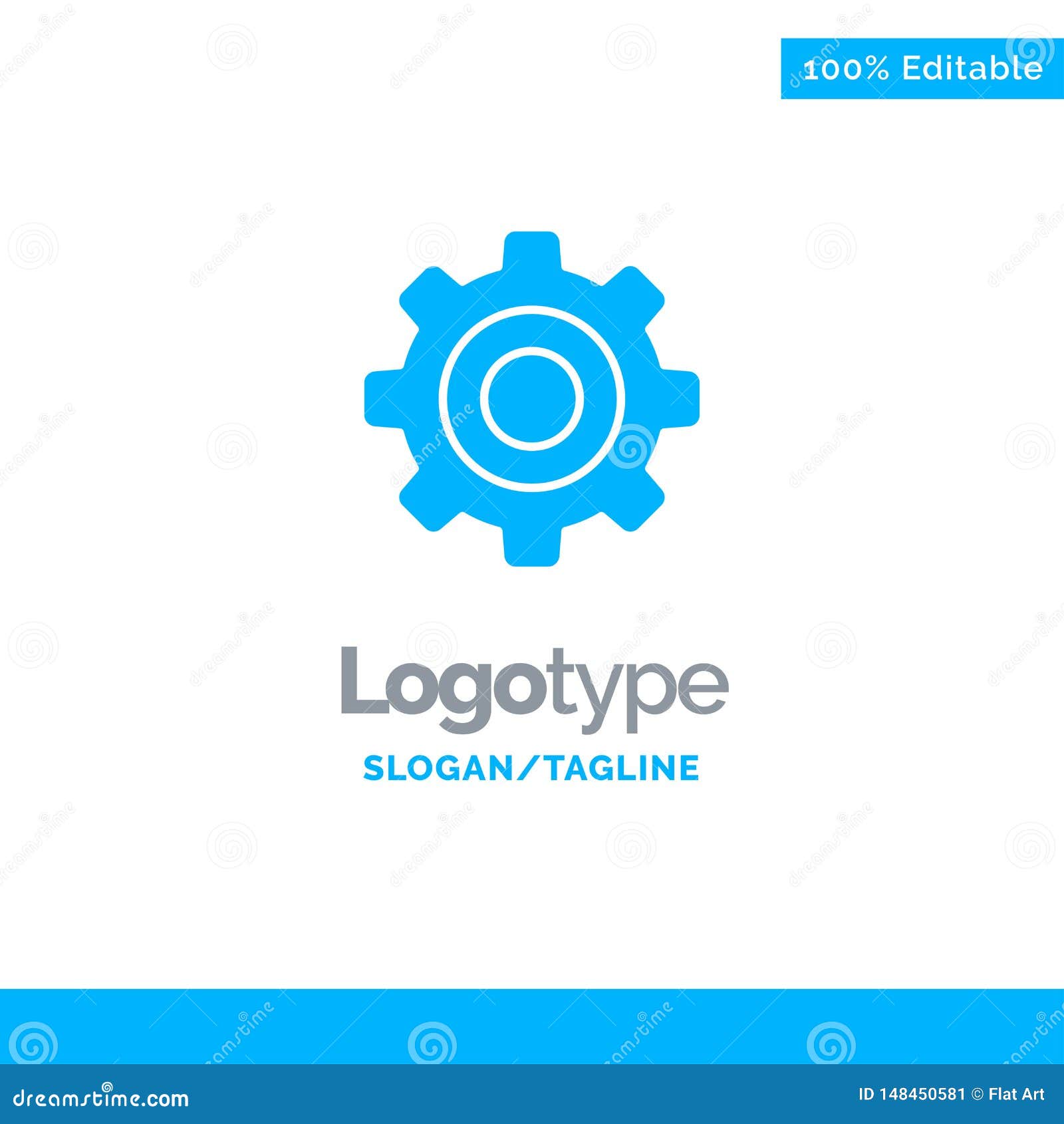 Basic, General, Gear, Wheel Blue Solid Logo Template. Place for Tagline ...