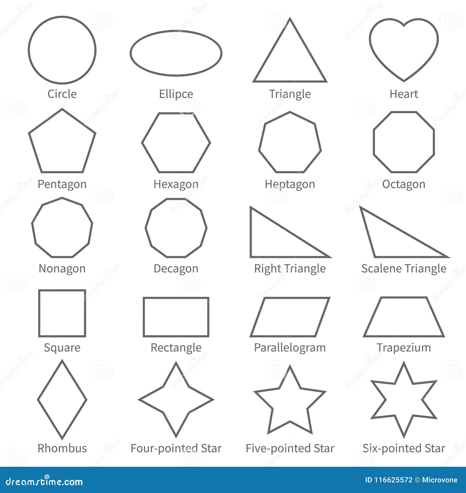 Basic Geometric Outline Flat Shapes. Educational Geometry Vector ... Basic Geometric Outline Flat Shapes. Educational Geometry Vector ...
