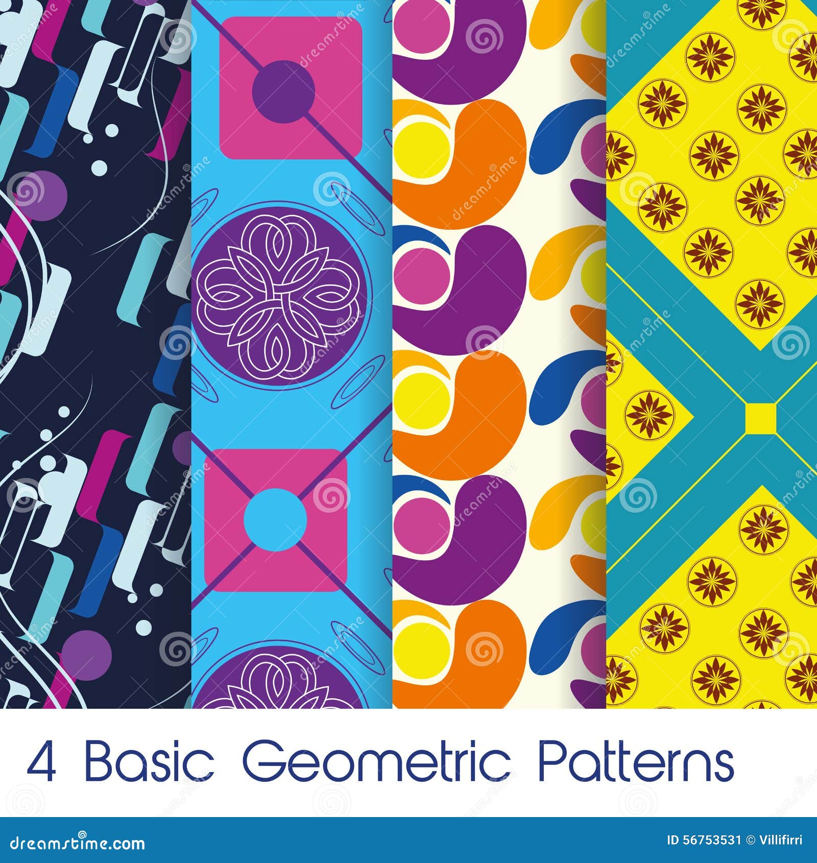 4 Basic Geometric Patterns stock illustration. Illustration of patterns ...
