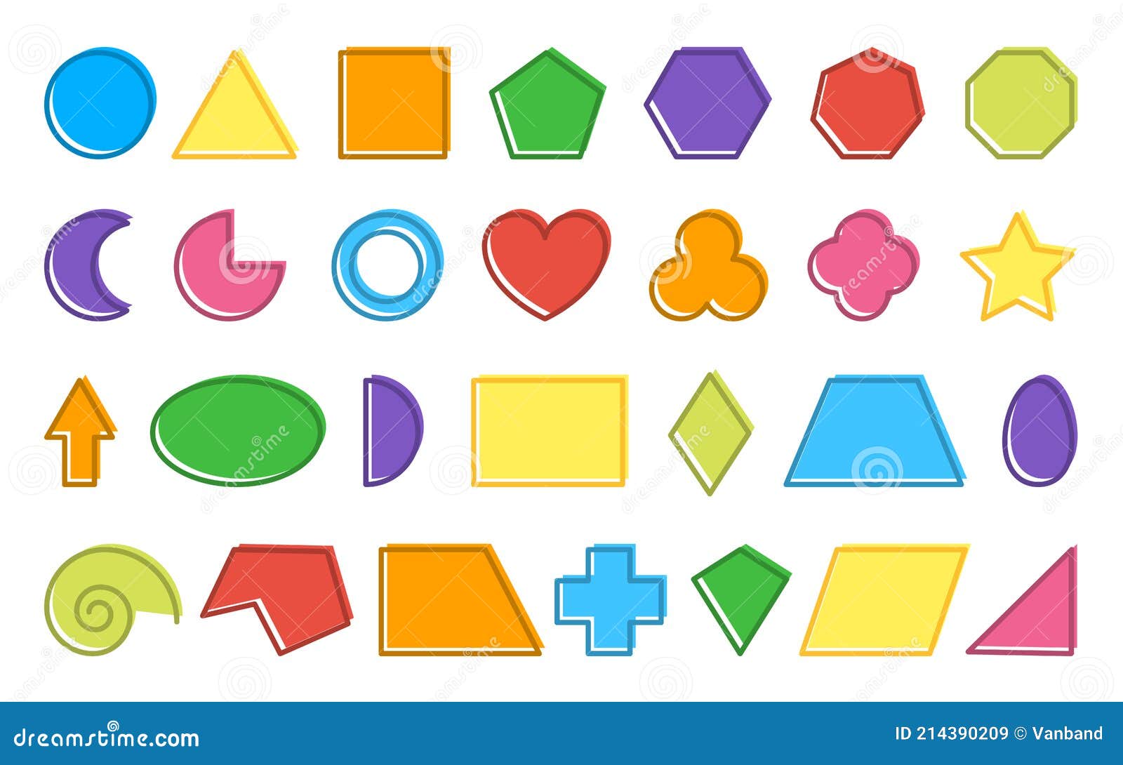 Basic Geometric Shape School Math Figure Study Set Stock Vector ...