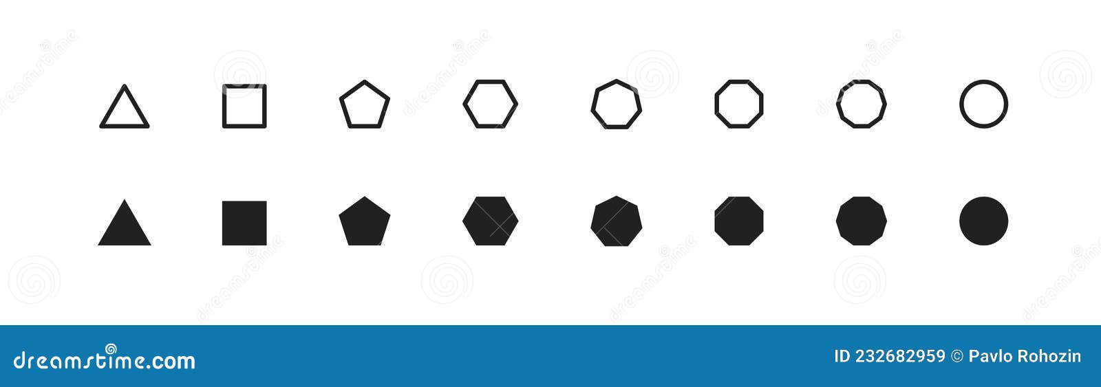 Basic Geometric Shape, Simple Icon Set. Octagon, Hexagon, Pentagon ...