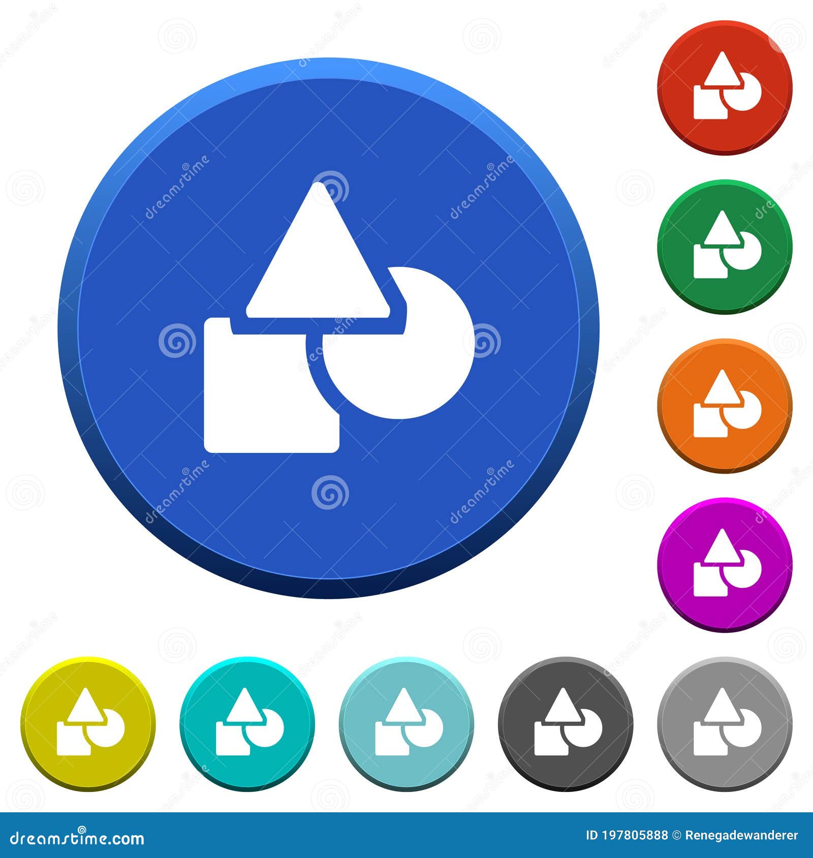 Basic Geometric Shapes Beveled Buttons Stock Vector - Illustration of ...