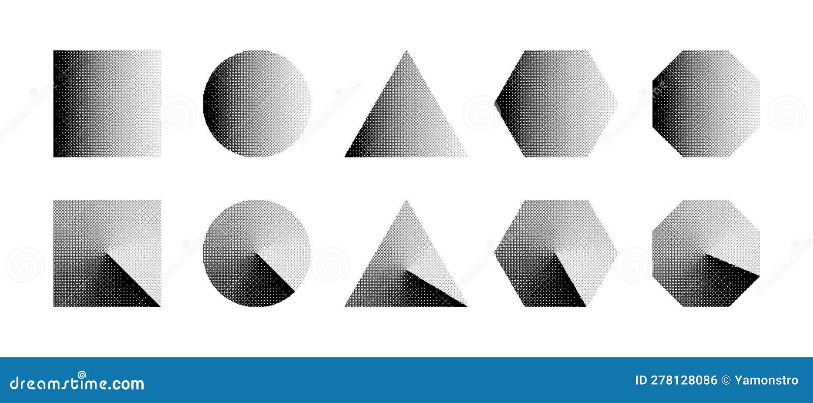 Basic Geometric Shapes with Bitmap Dither Gradient Vector Set Isolated ...