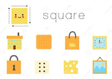 Learning Basic Geometric Form for Children. Cute Square. Stock Vector ...