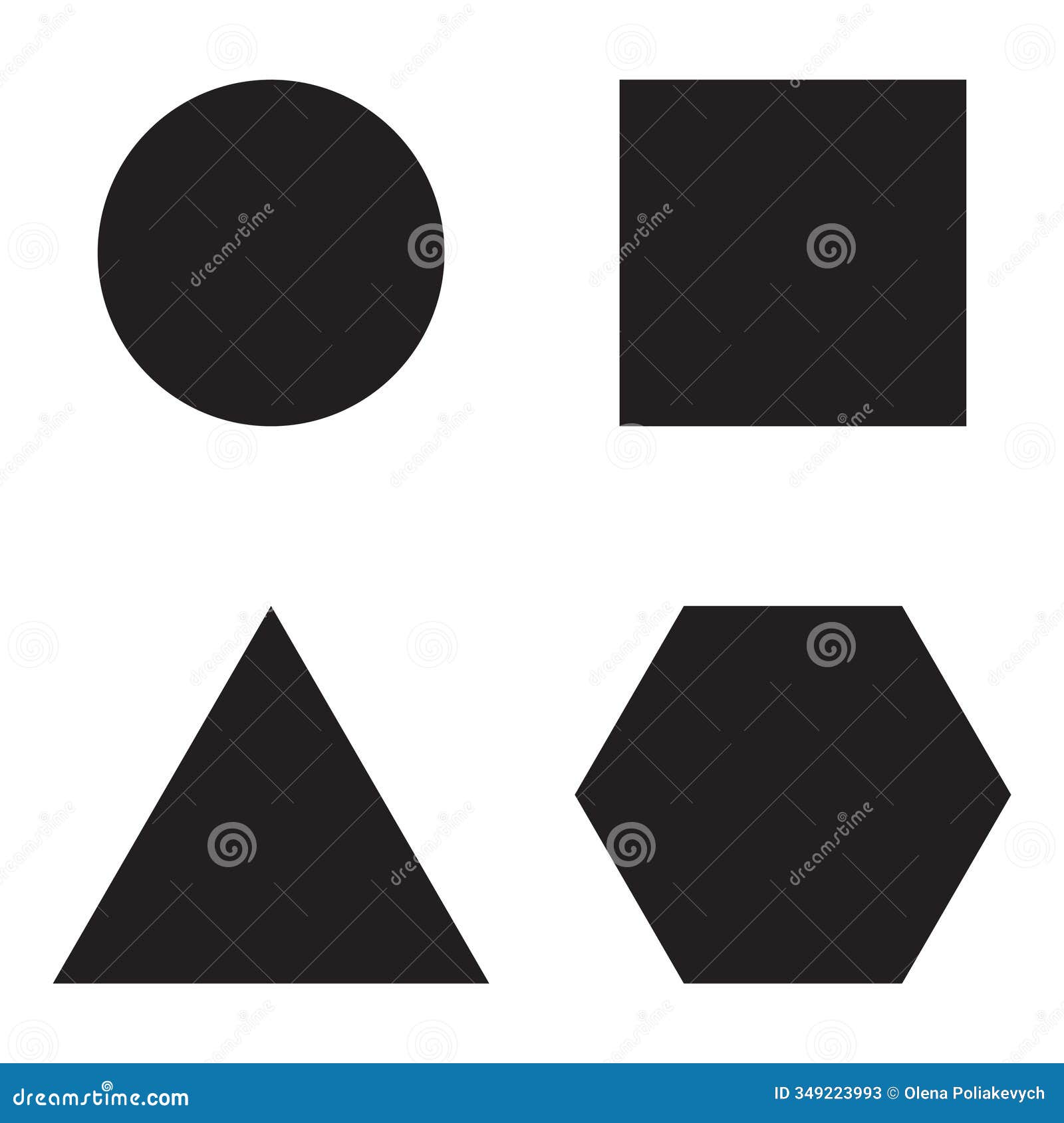 Basic Geometric Shapes. Circle, Square, Triangle. Black and White ...