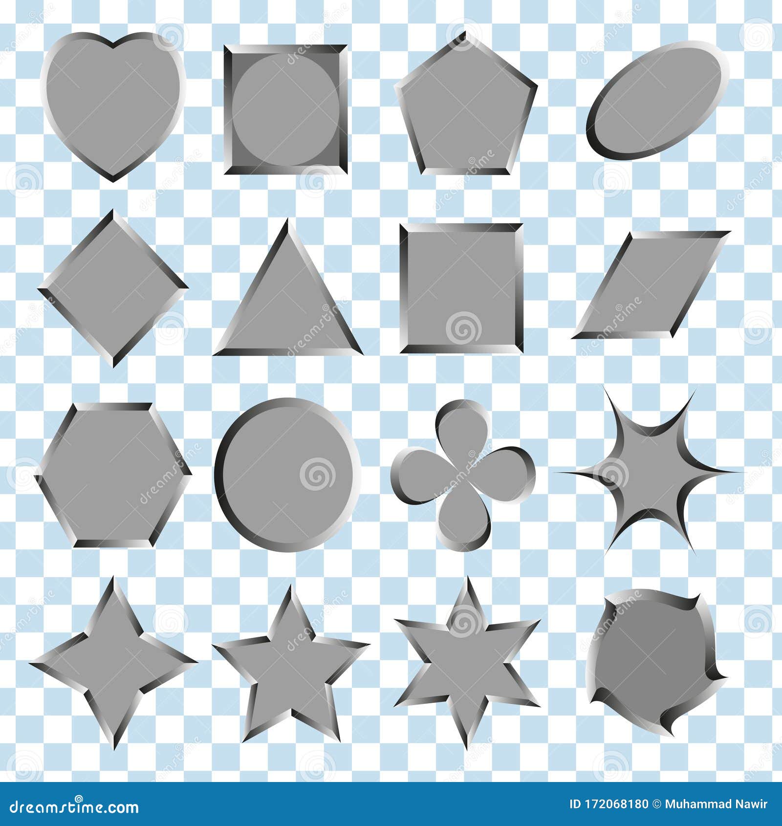 Basic Geometric Shapes Icon Set In Iron Color Vector Illustration ...