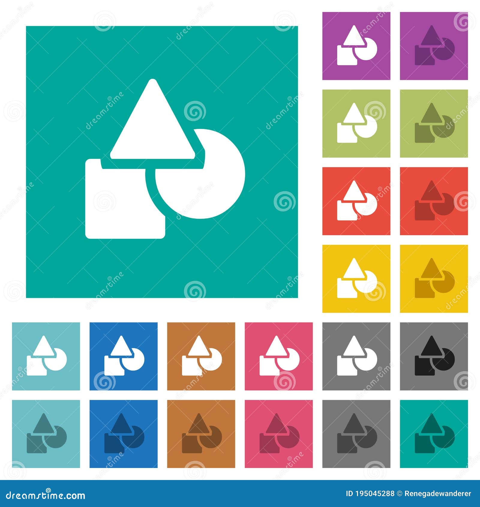 Basic Geometric Shapes Square Flat Multi Colored Icons Stock Vector ...