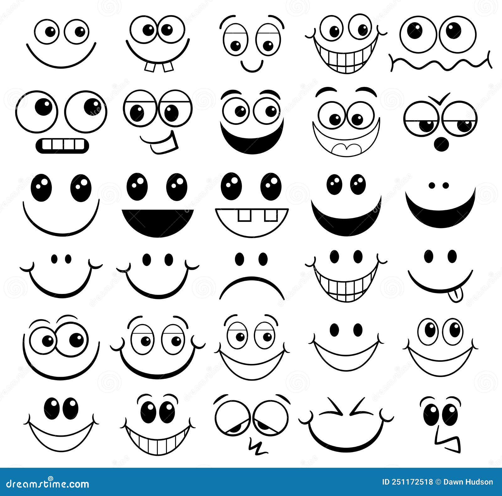 Doodle Facial Expressions Set For Humor Design Vector Illustration ...