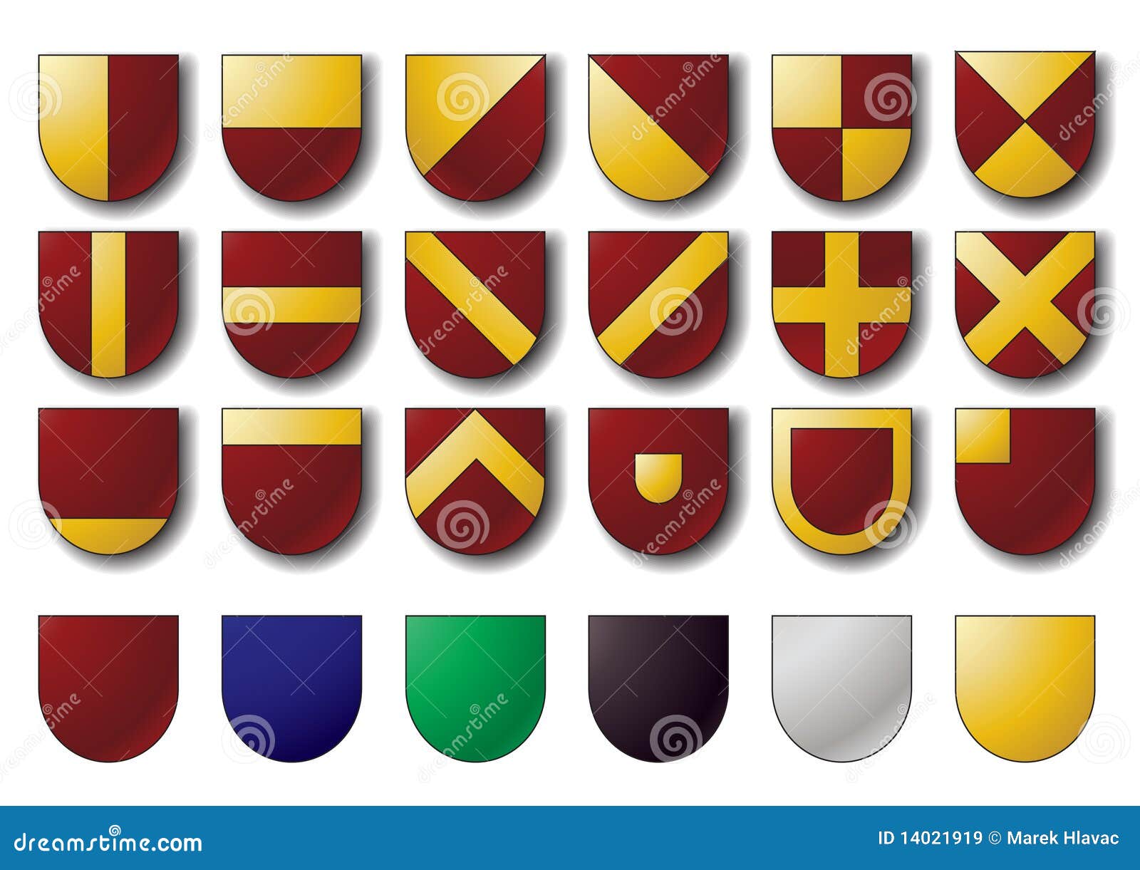 Basic Heraldry Shields Royalty Free Stock Images - Image: 14021919