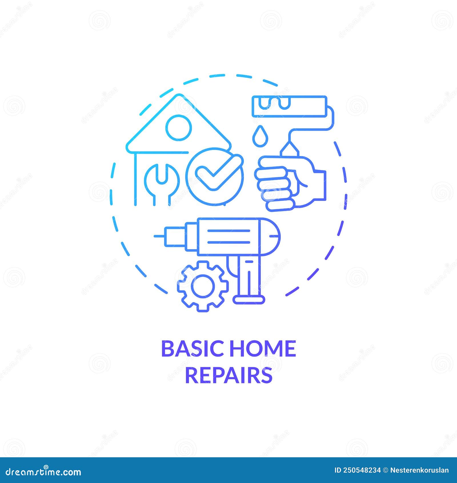 Basic Home Repairs Blue Gradient Concept Icon Stock Vector ...