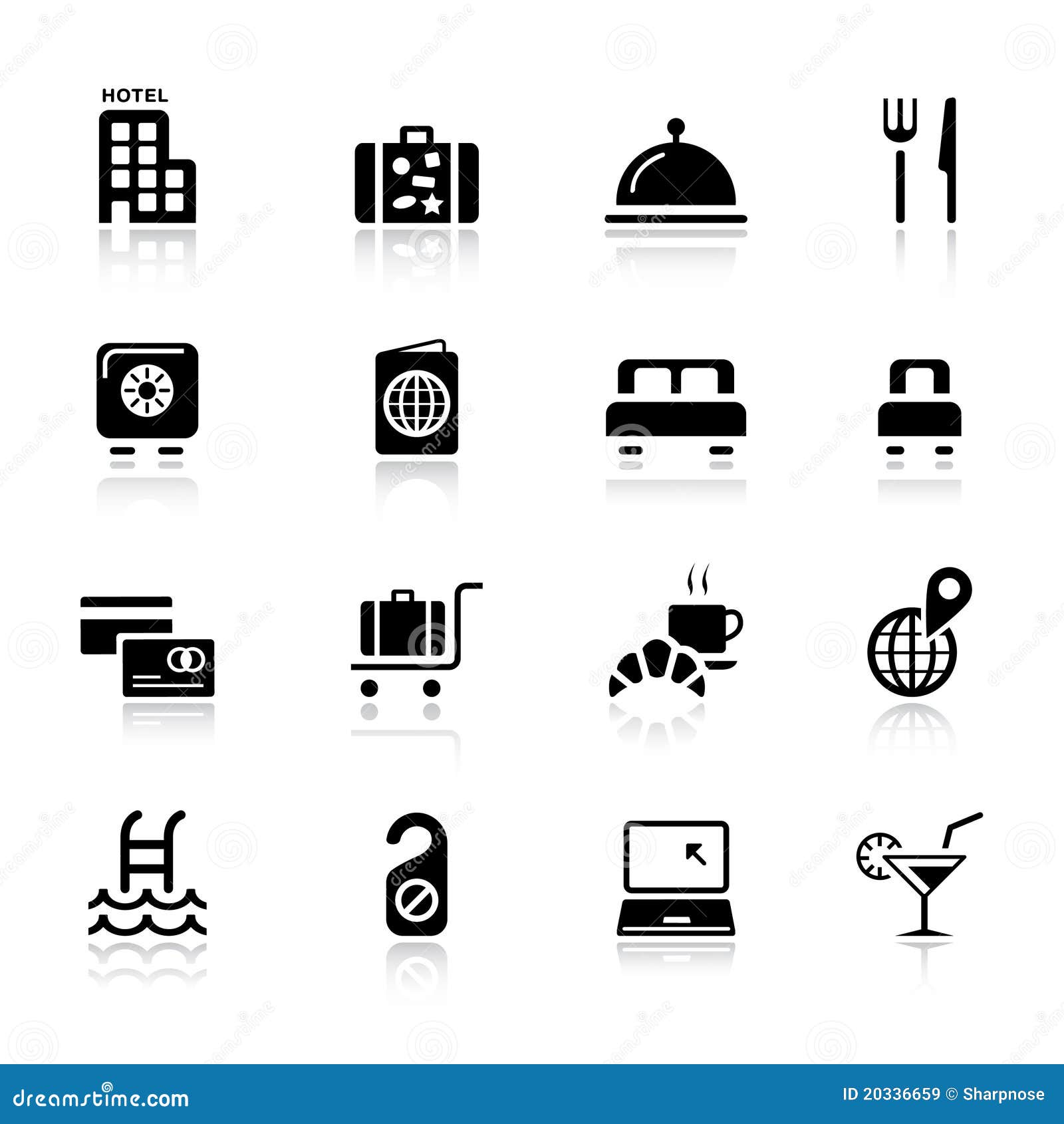 Set Of Hotel Icons Line. Hotel Service. Logo, Glyphs And Pictogram ...