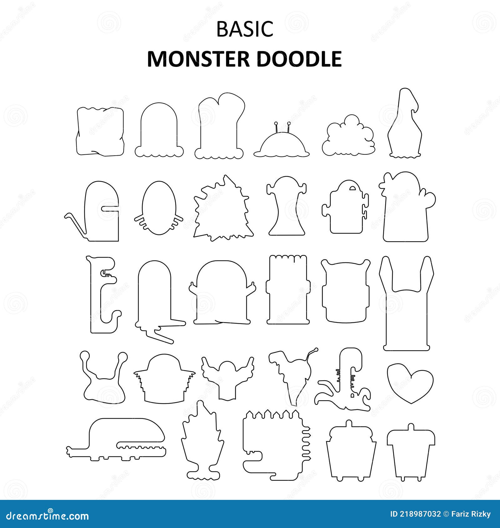 Basic How Drawing Monster Doodle Arts Stock Illustration - Illustration ...