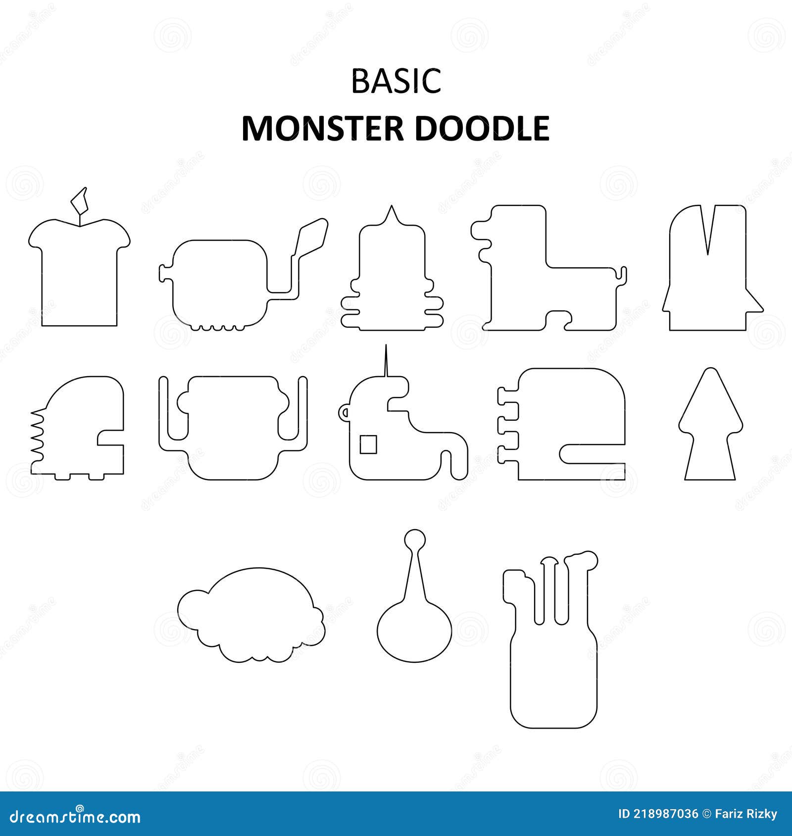 Basic How Drawing Monster Doodle Arts Stock Illustration - Illustration ...