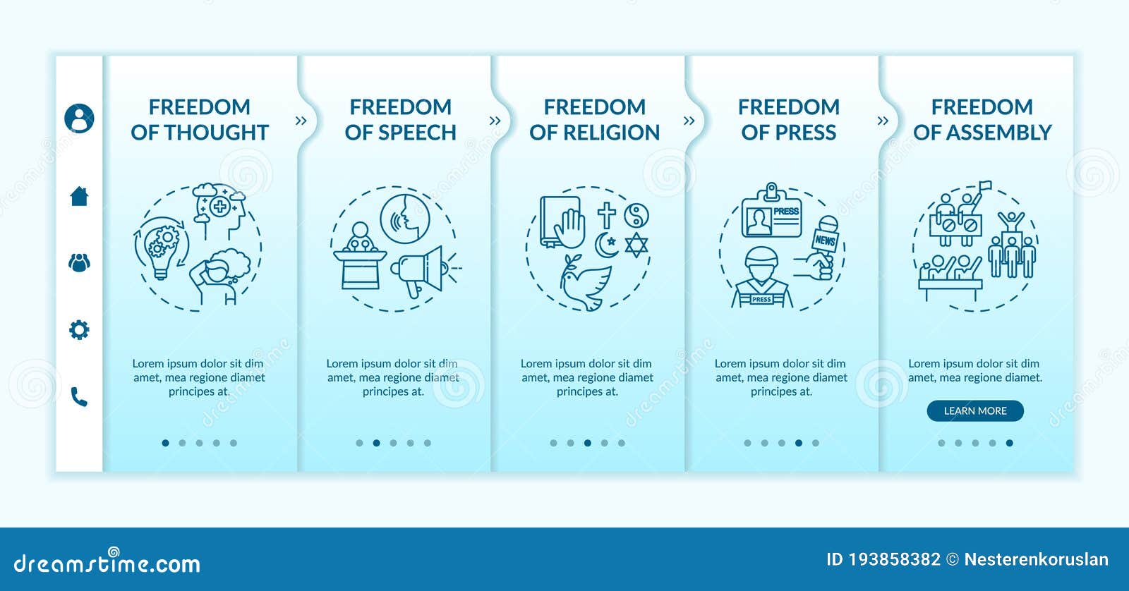 Basic Human Freedoms Onboarding Vector Template Stock Vector ...