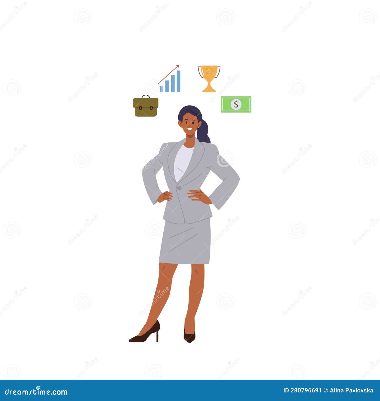 Basic Human Needs Vector Illustration of Businesswoman Motivated in ...