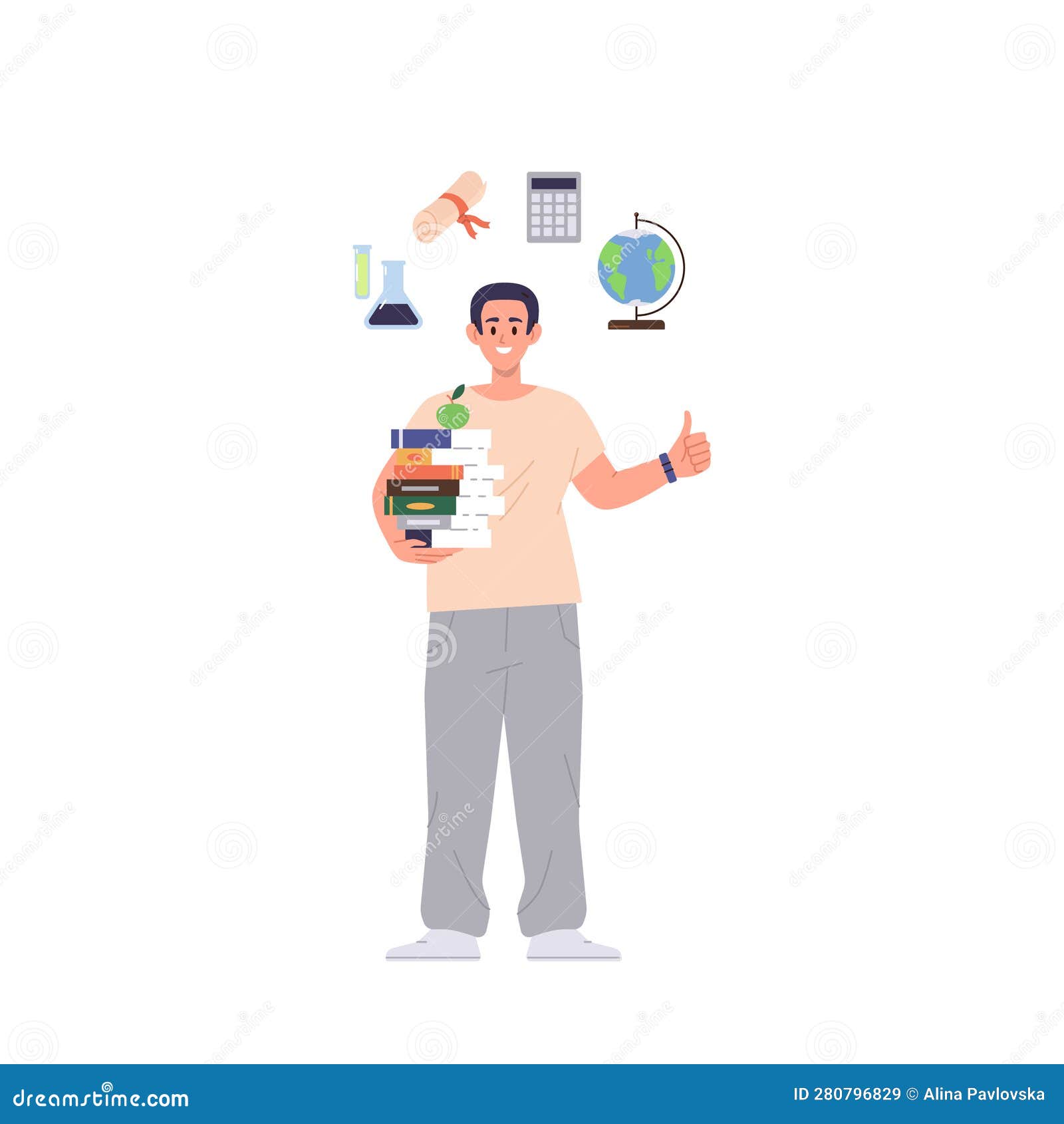 Basic Human Needs Vector Illustration of Young Man Interested in ...