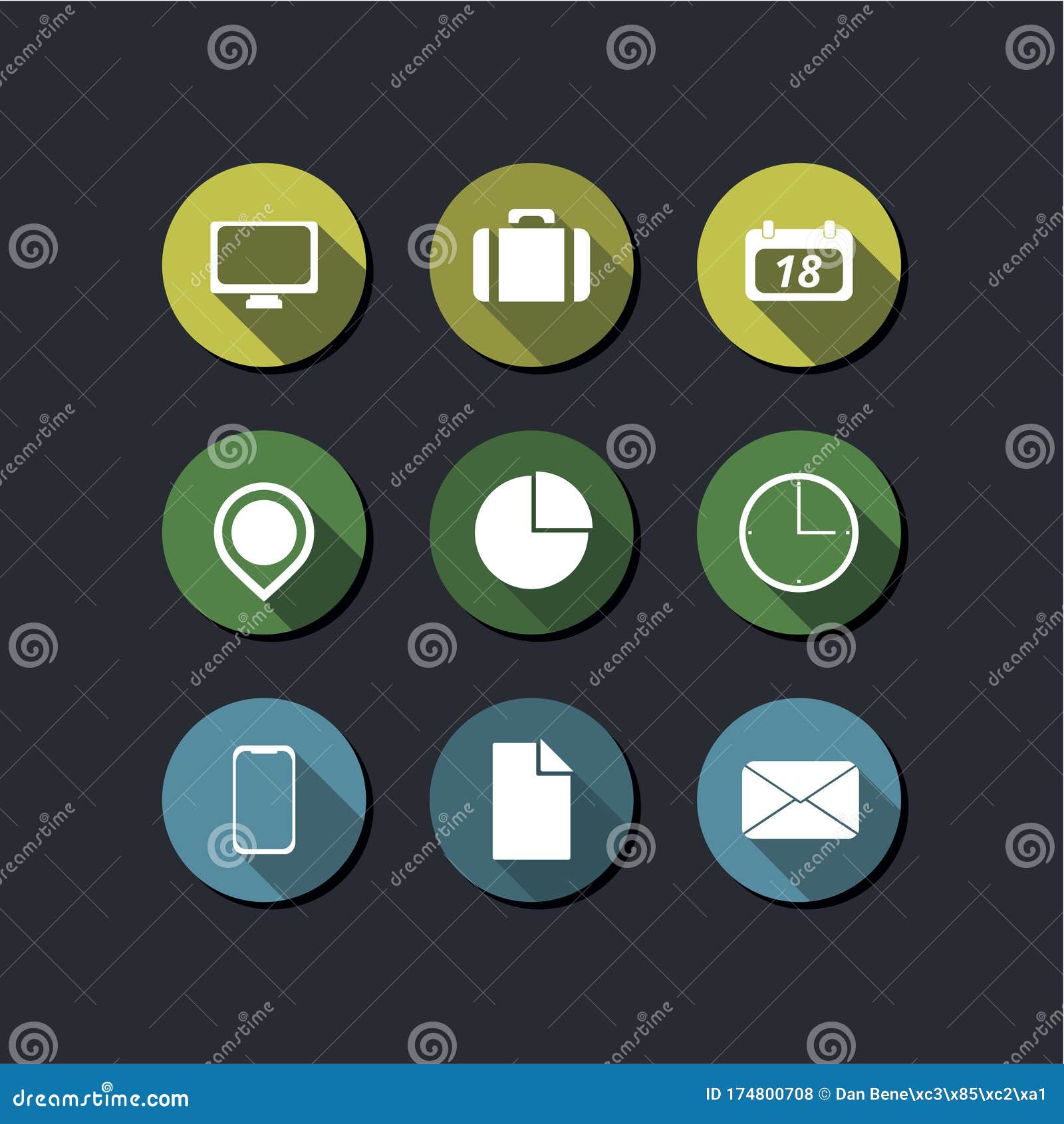 Basic Icon Set with Line Shadow Image Stock Illustration - Illustration ...