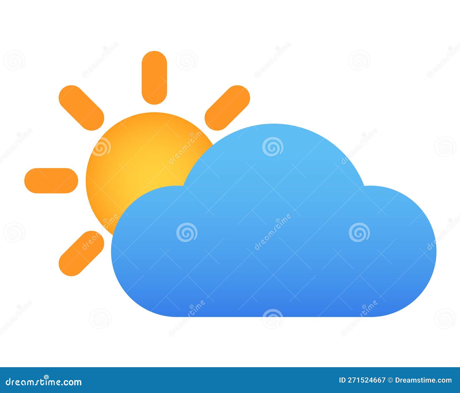 Basic Icon of Sun and Cloud with Gradient. Weather Clipart. Can Be Used for Web, Apps, Stickers ...