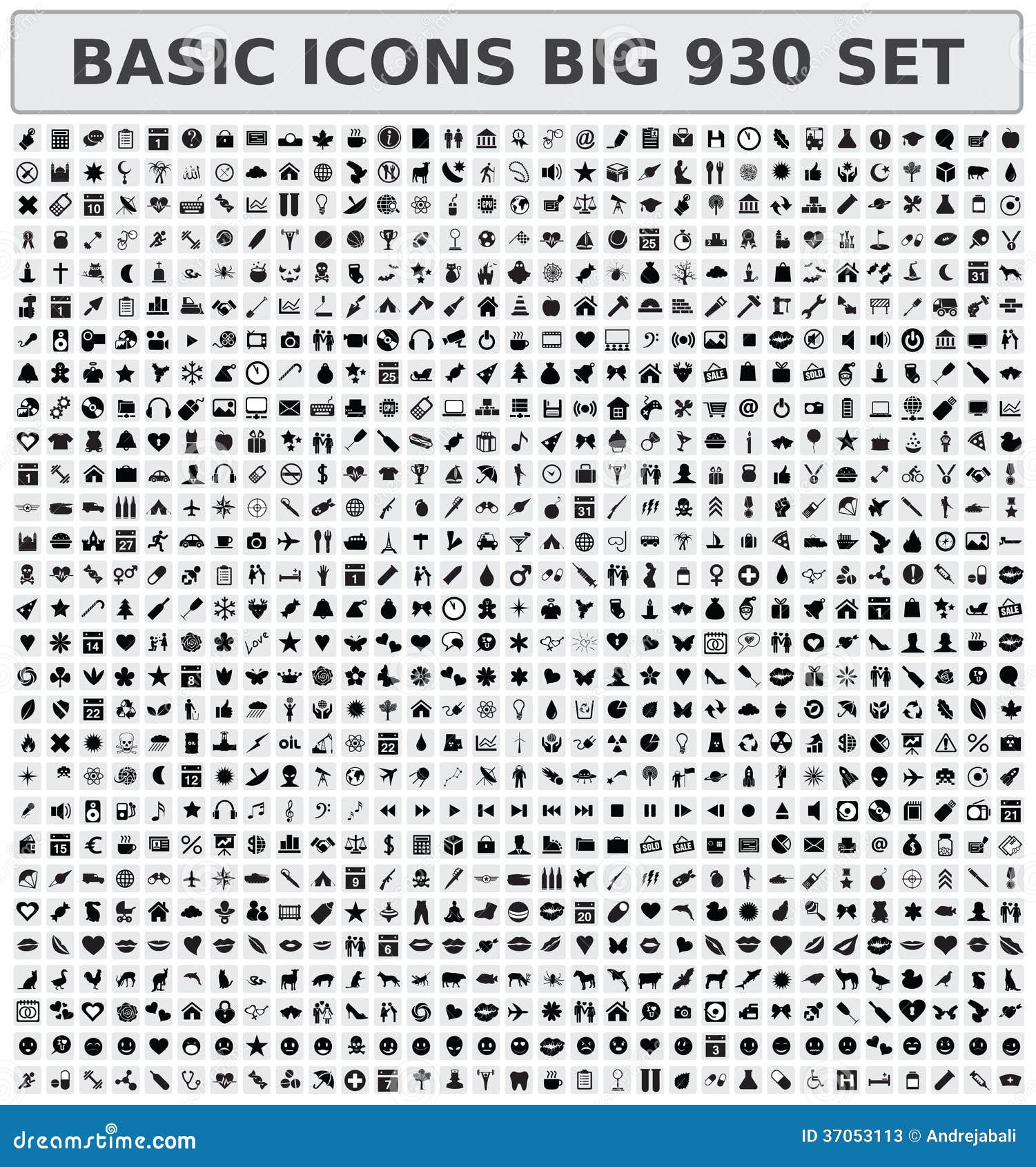 Basic icons 930 set stock vector. Illustration of internet - 37053113