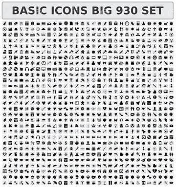 Basic icons 930 set stock vector. Illustration of internet - 37053113