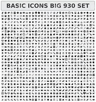 Basic icons 930 set stock vector. Illustration of internet - 37053113