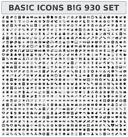 Basic icons 930 set stock vector. Illustration of internet - 37053113