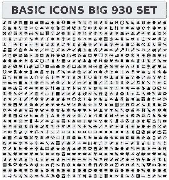 Basic icons 930 set stock vector. Illustration of internet - 37053113