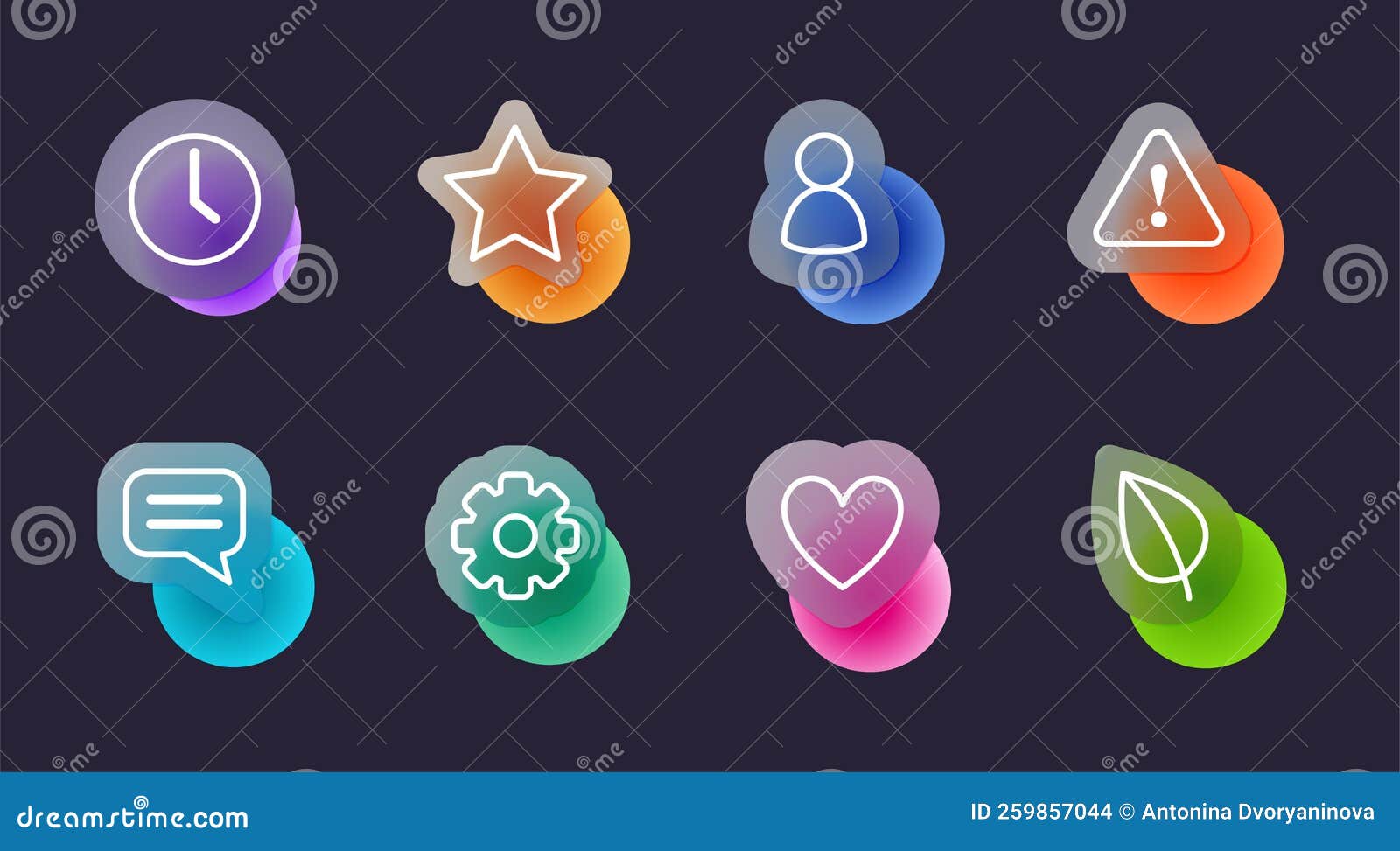 Basic Icons Set in Glassmorphism Style Stock Vector - Illustration of ...