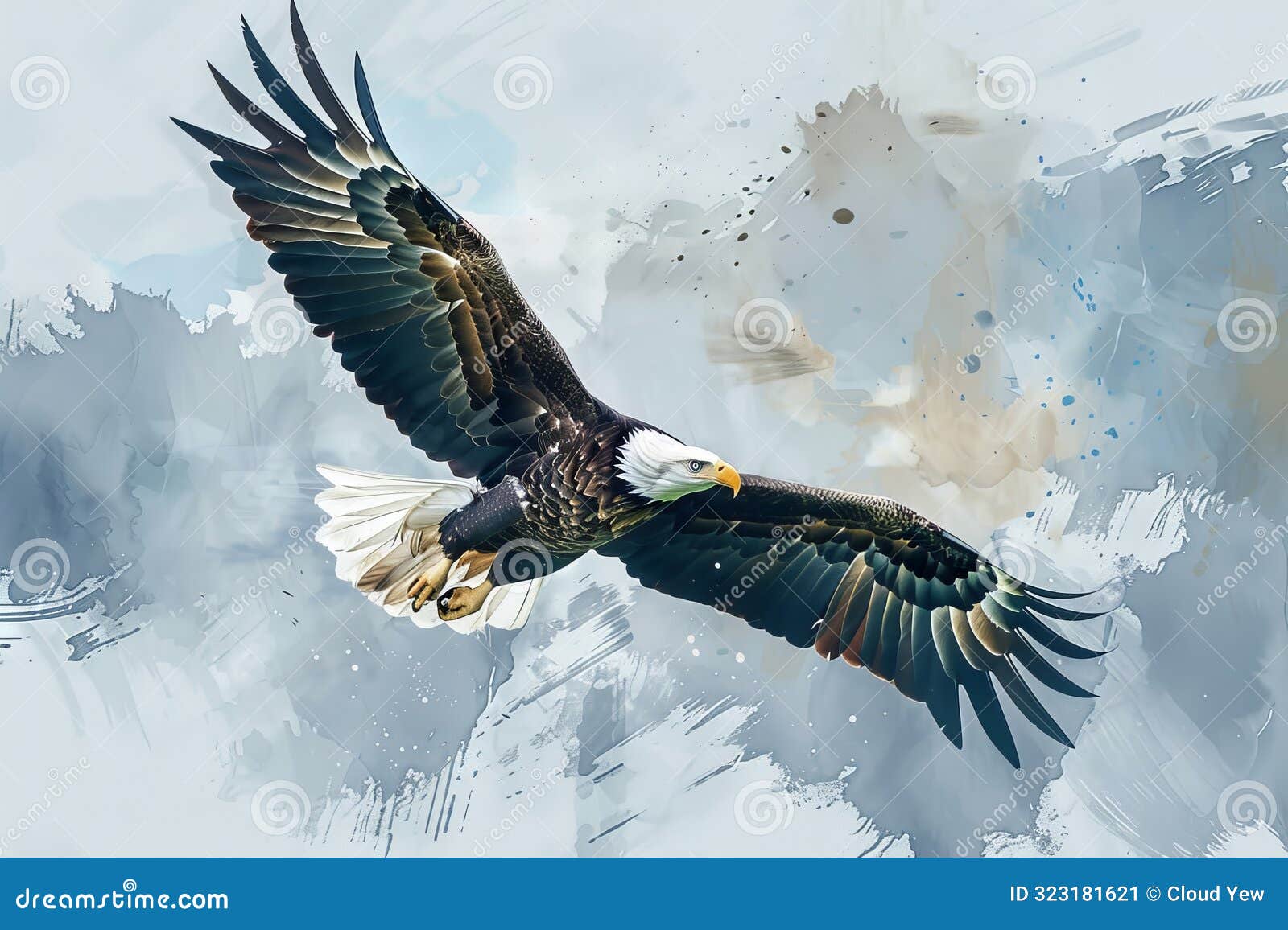 Basic yet Impactful Illustration of a Lone Eagle in Flight Stock ...