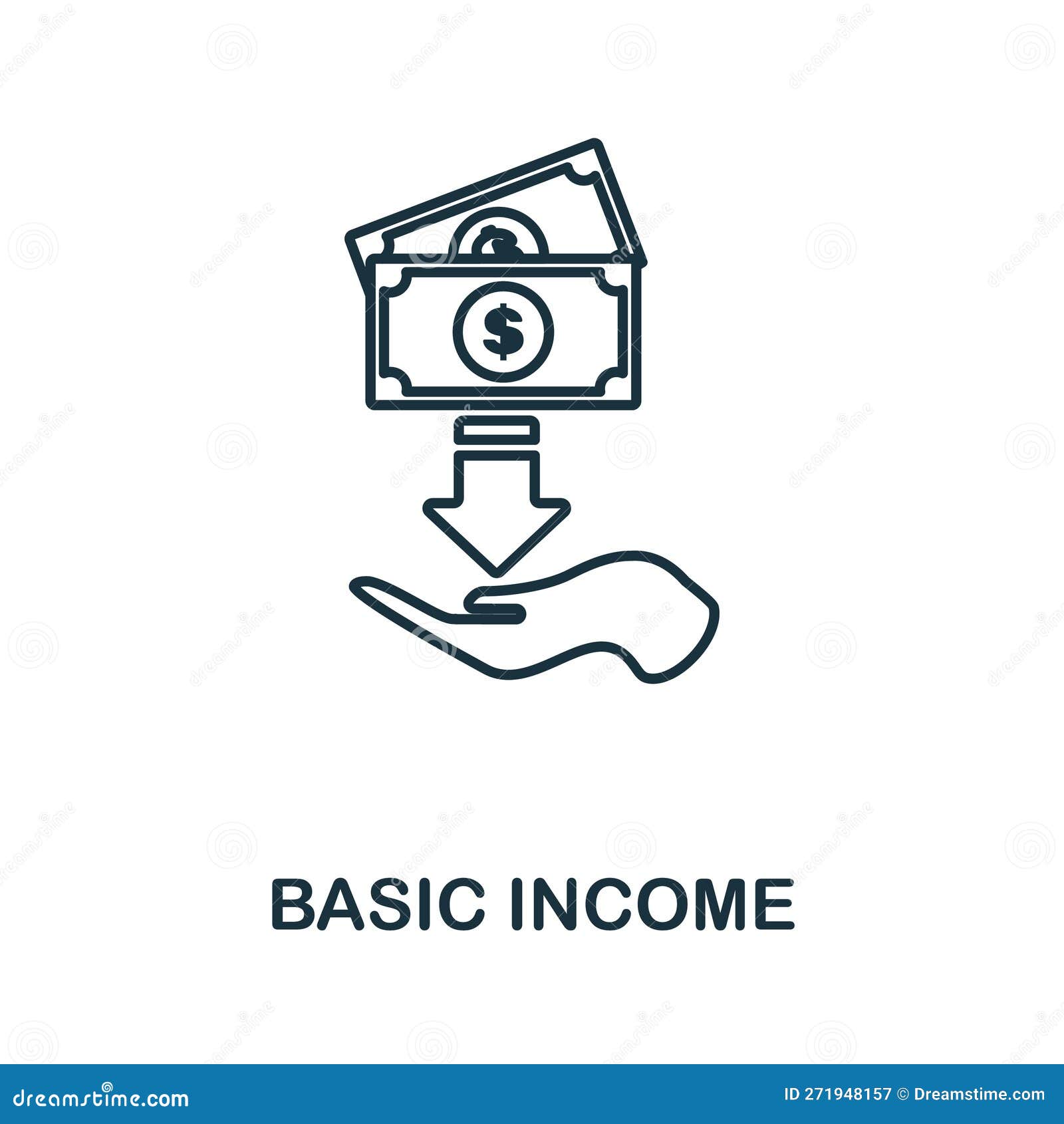 Basic Income Line Icon. Monochrome Simple Basic Income Outline Icon for ...