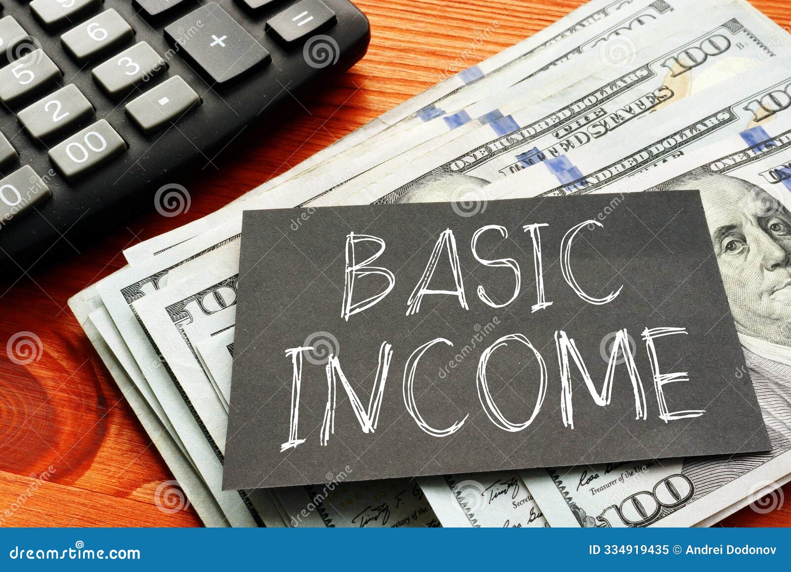 Basic Income is Shown Using the Text and Photo of Dollars Stock Image ...