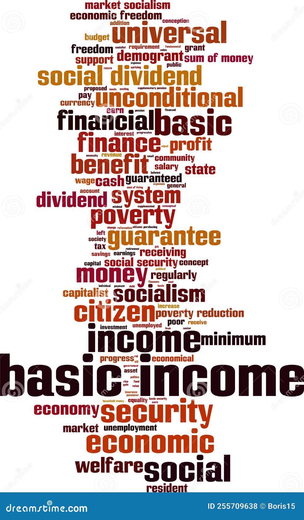 Basic income word cloud stock illustration. Illustration of freedom ...