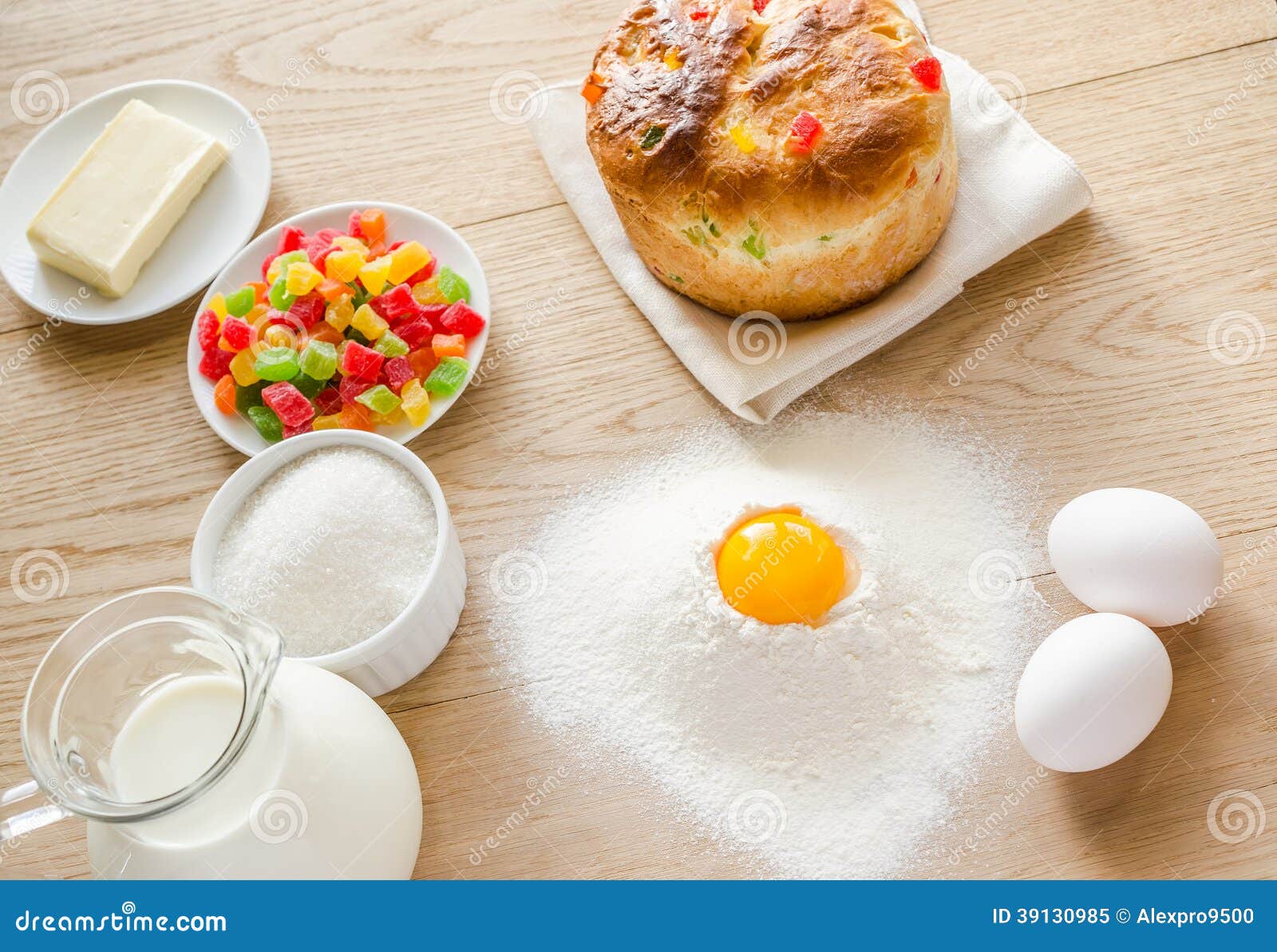 Basic Ingredients for Sweet Bread (panettone) Stock Image - Image of ...