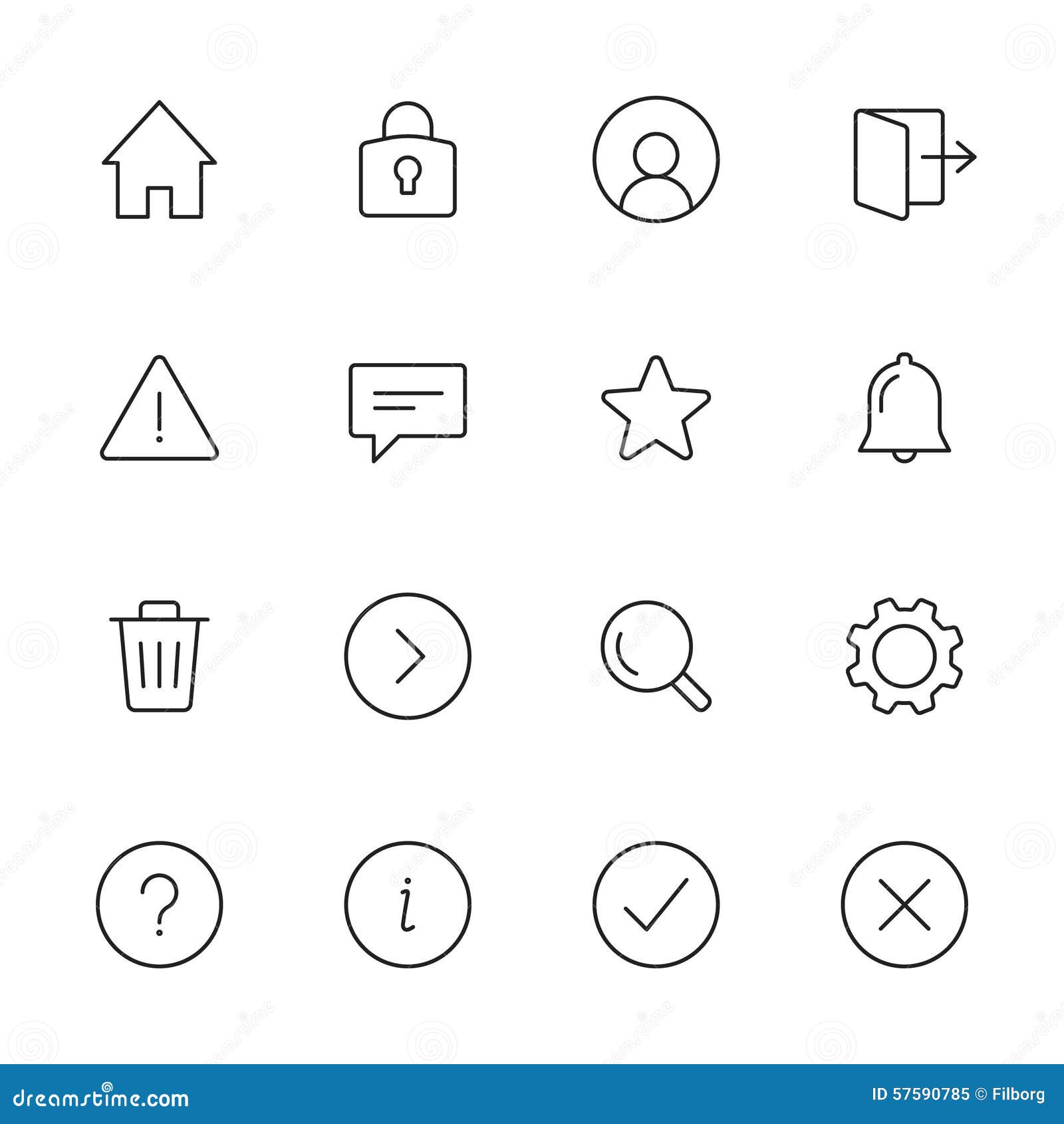 Basic Interface Icons stock vector. Illustration of favorite - 57590785