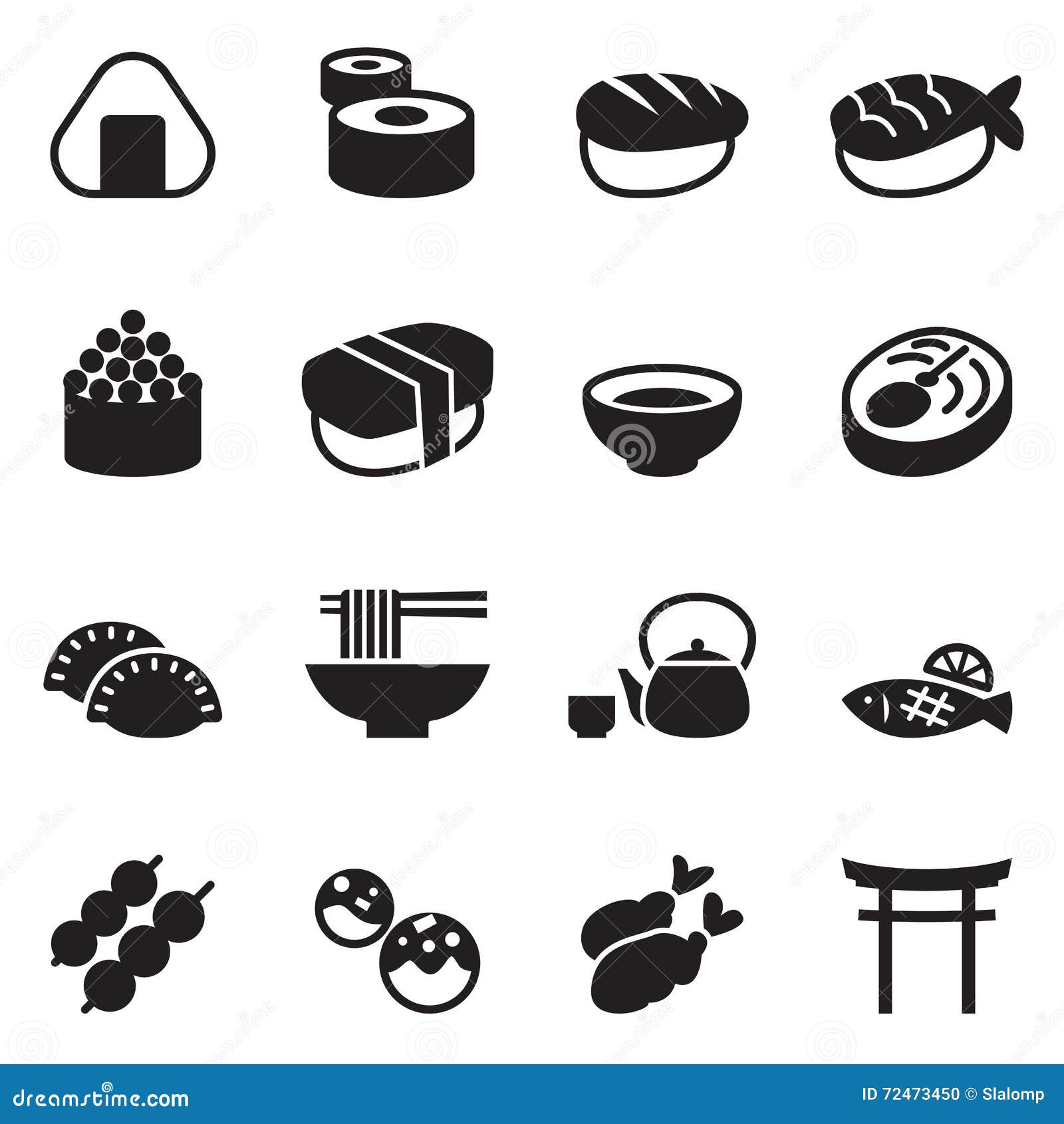 Basic Japanese Food Icons Set Stock Vector - Illustration of culture ...