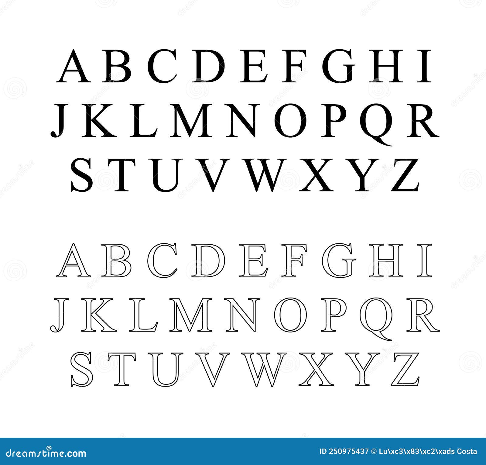 Basic Latin Alphabet stock vector. Illustration of vector - 250975437