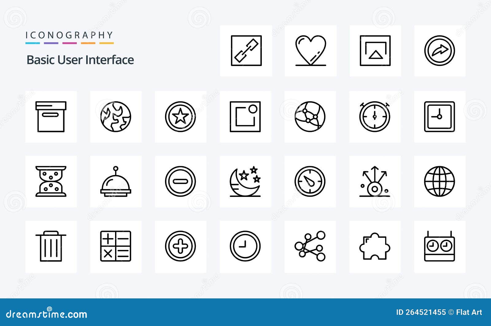 25 Basic Line icon pack stock vector. Illustration of planet - 264521455