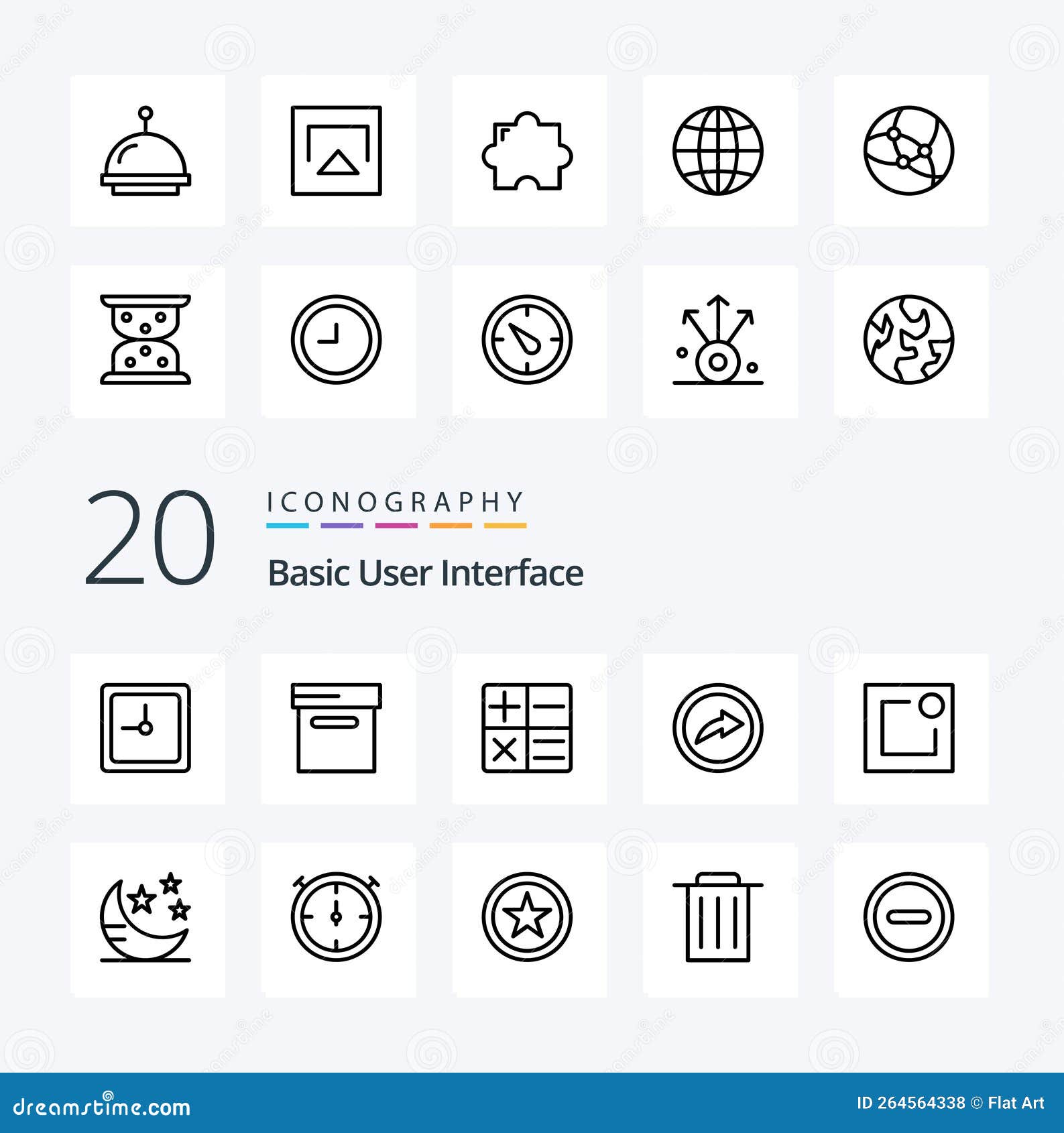 20 Basic Line Icon Pack Like Stopwatch Sleep Link Night Notification ...