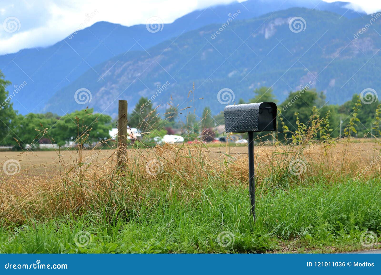 Basic Mailbox in Rural Area Stock Photo - Image of grass, landscape ...