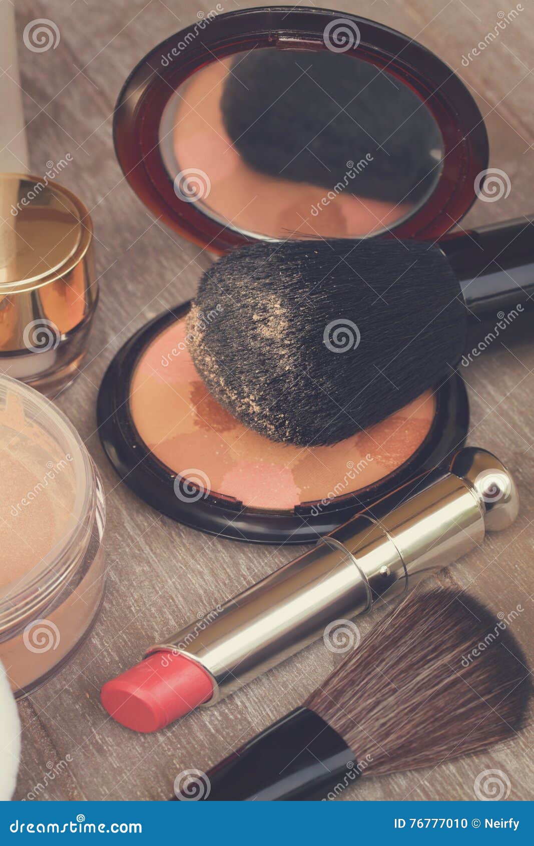Basic make up stock photo. Image of golden, bronzer, compact - 76777010