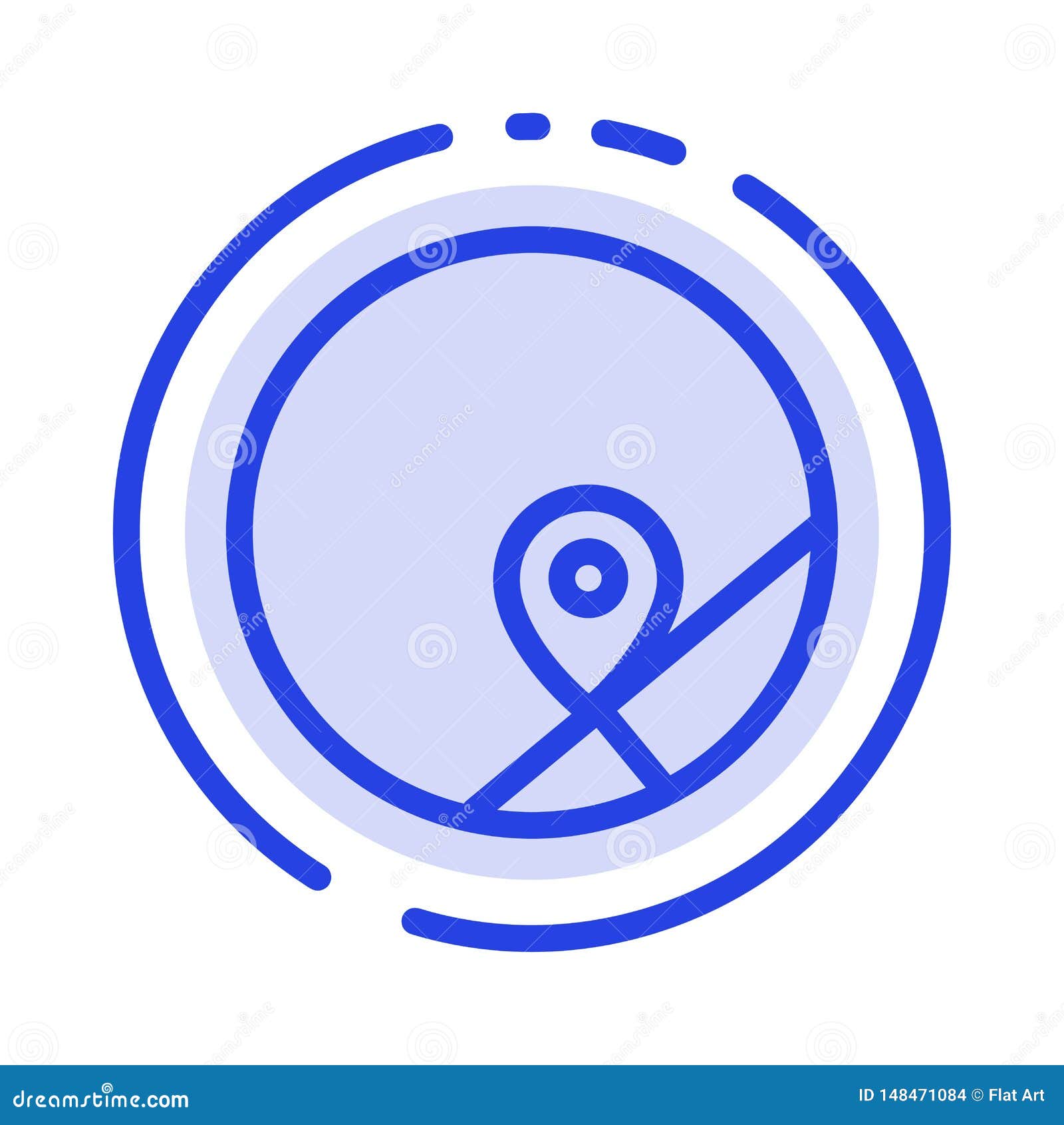 Basic, Map, Location, Map Blue Dotted Line Line Icon Stock Vector ...