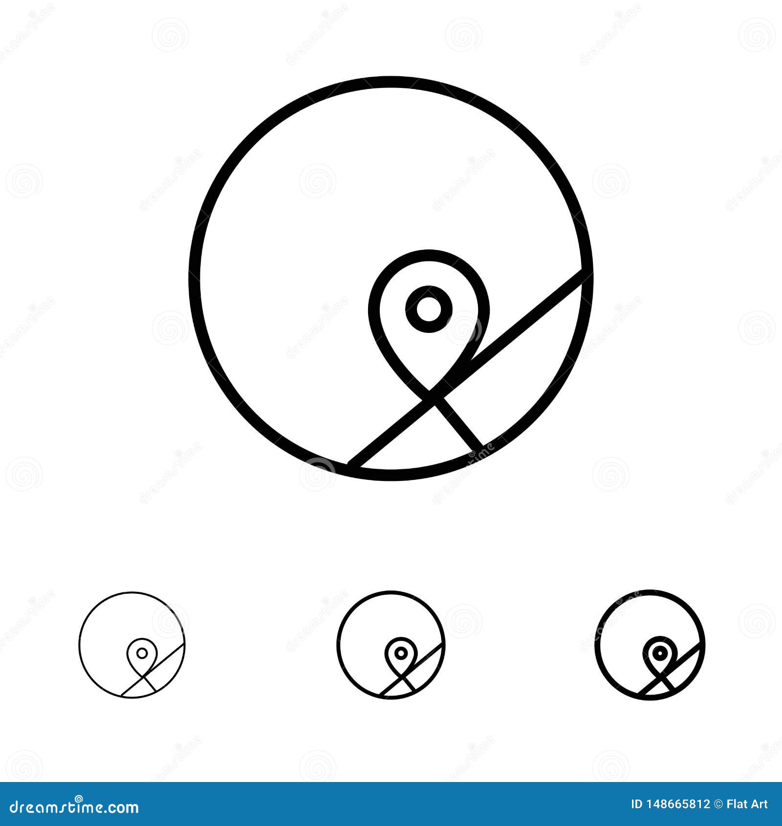 Basic, Map, Location, Map Bold and Thin Black Line Icon Set Stock ...