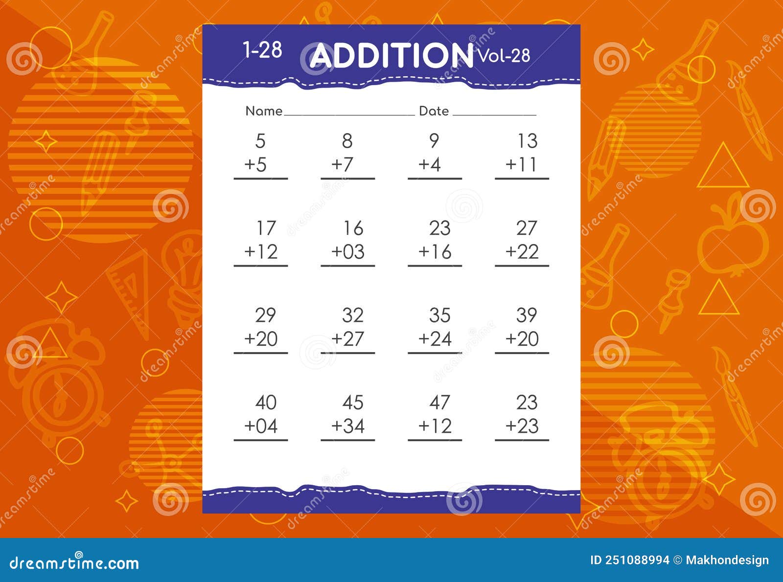 Basic Math Addition for Kids. an Educational Worksheet for Kids Stock ...