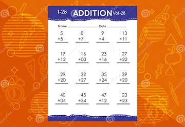 Basic Math Addition for Kids. an Educational Worksheet for Kids Stock ...