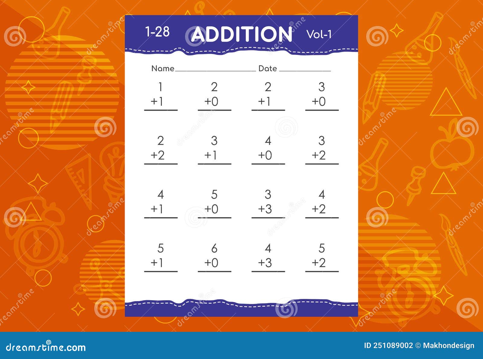 Basic Math Addition for Kids. an Educational Worksheet for Kids Stock ...