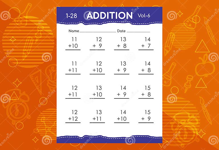 Basic Math Addition for Kids. an Educational Worksheet for Kids Stock ...